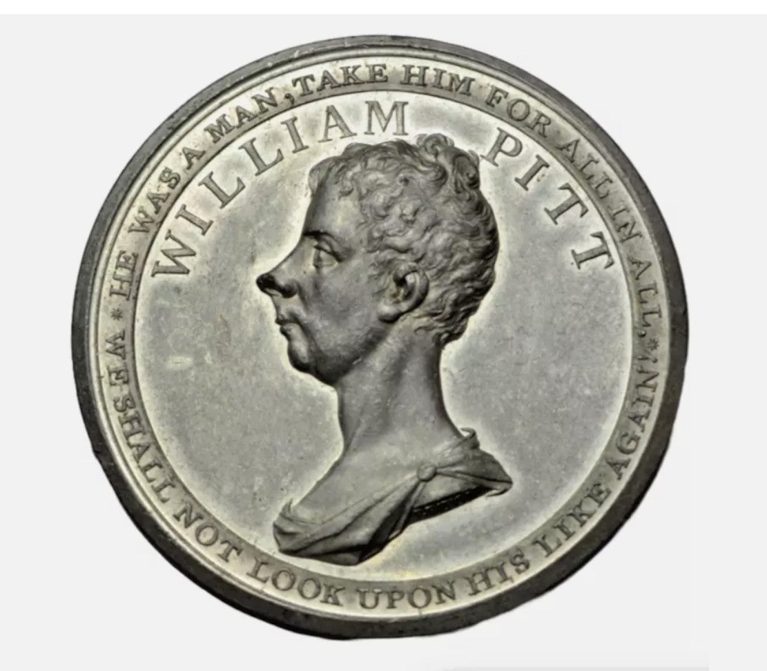 1806 DEATH OF WILLIAM PITT THE YOUNGER white metal medal by Peter Wyon ...