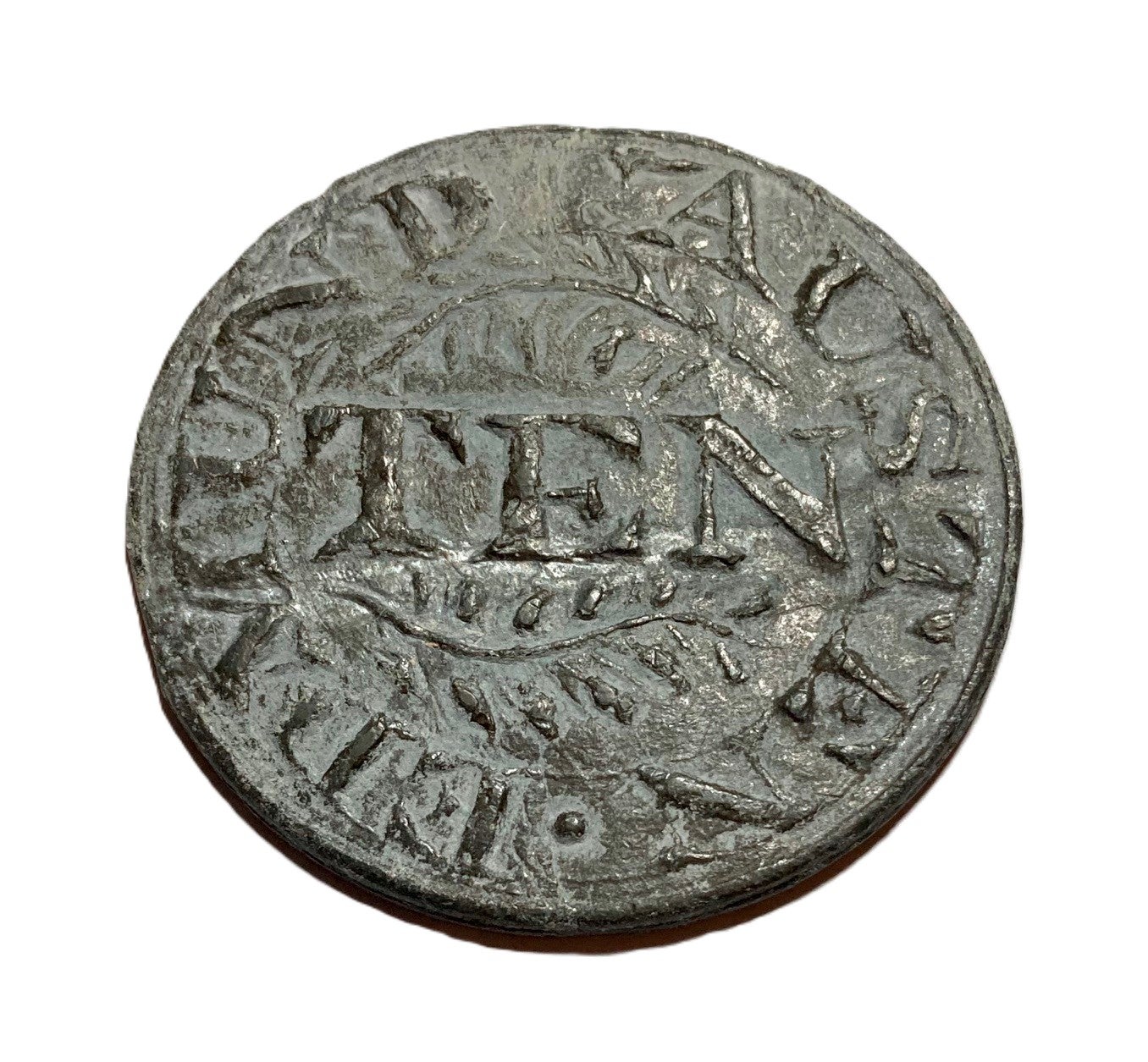 18th century 45mm Lead HOP PICKERS TOKEN for E AUSTEN of PERRYMANS FARM ...