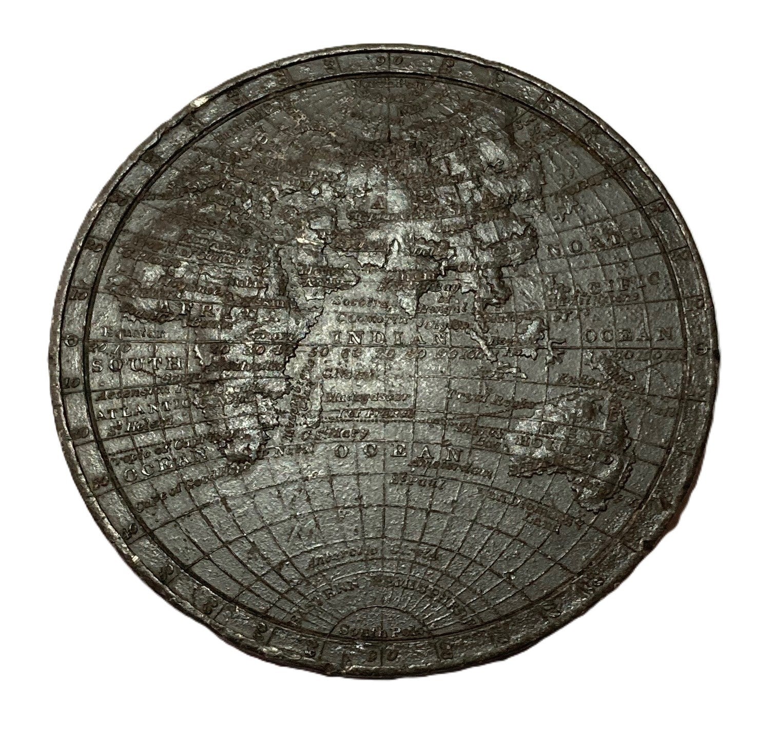 1820 George IV MAP OF WORLD HEMISPHERES 74mm white metal medal as Eimer ...